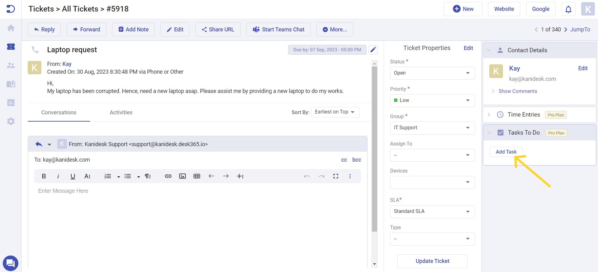 Maintain a record of ticket related tasks | Desk365