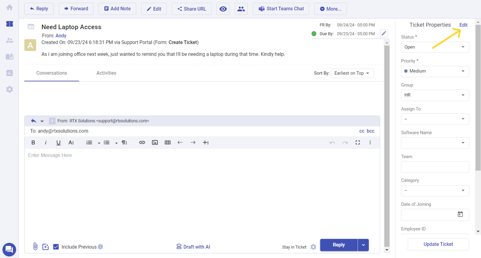 Configure ticket properties in Desk365 | Desk365
