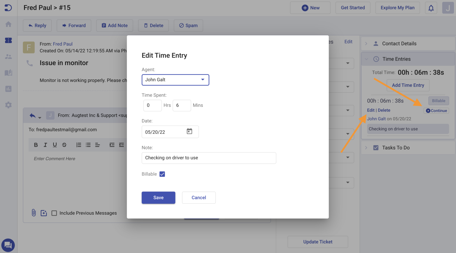 Track time spent on tickets in Desk365 | Desk365