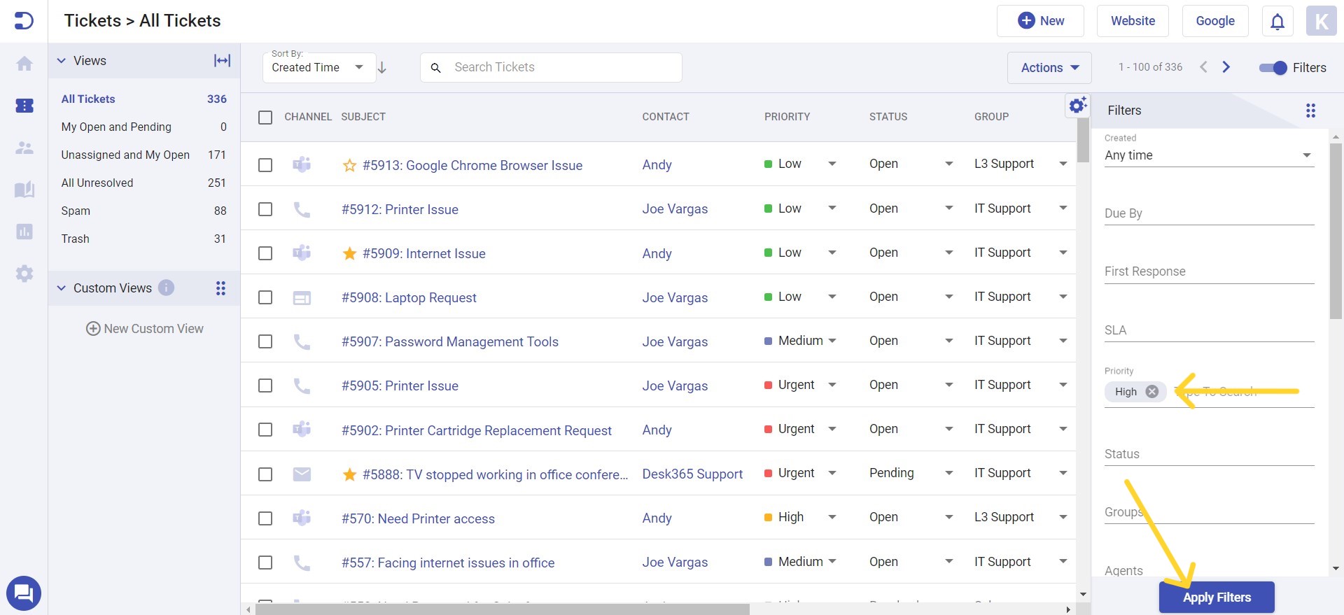 Filter your Tickets with Desk365: Create a Personalized view | Desk365