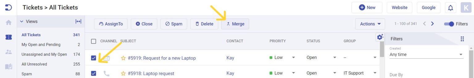 Merge duplicate tickets in Desk365 | Desk365 Merge duplicate tickets in Desk365 | Desk365