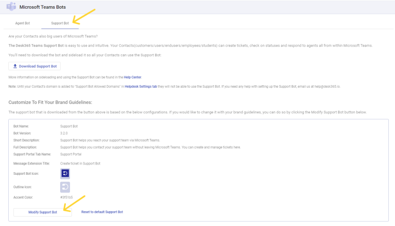 How to Customize the Desk365 Teams Support Bot | Desk365