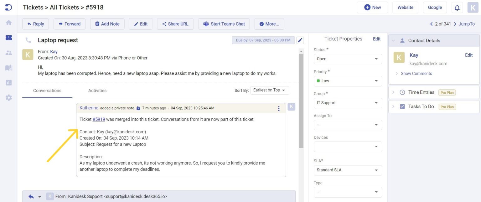 Merge duplicate tickets in Desk365 | Desk365