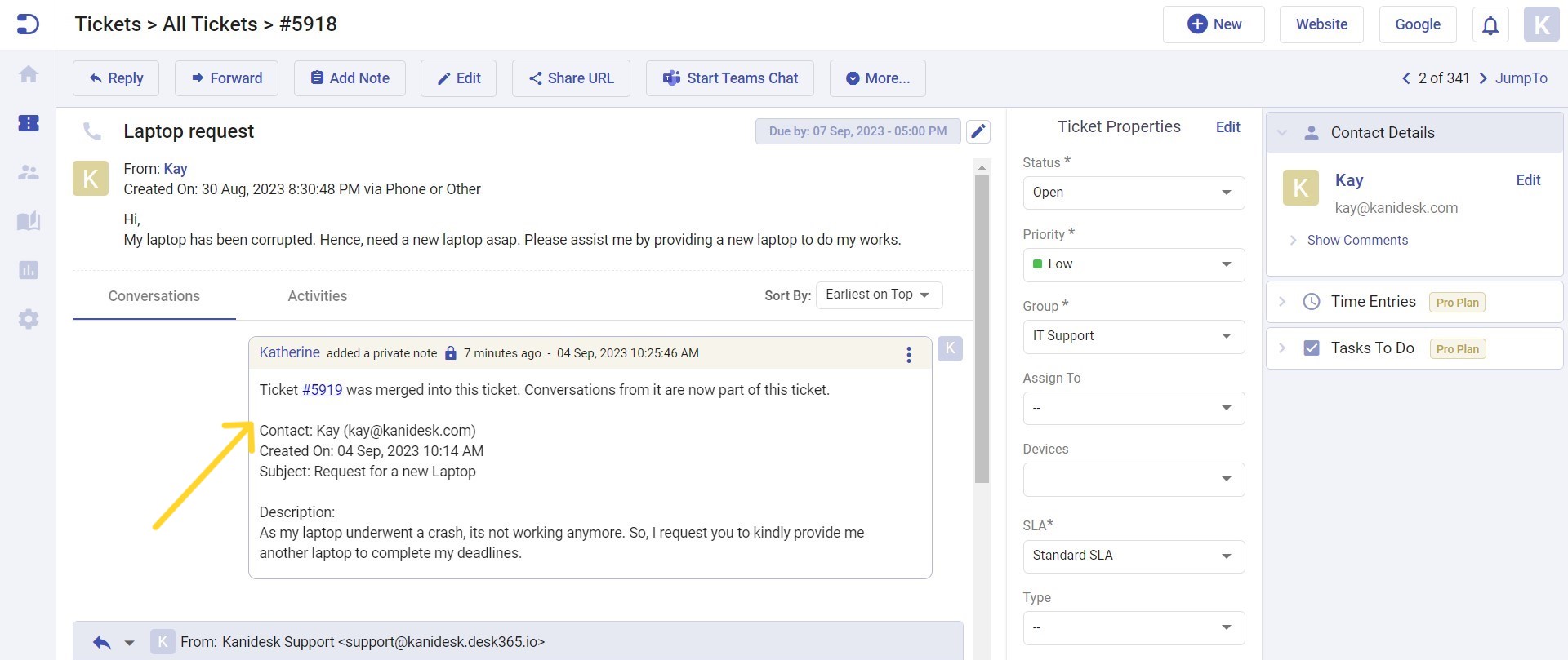 Merge duplicate tickets in Desk365 | Desk365
