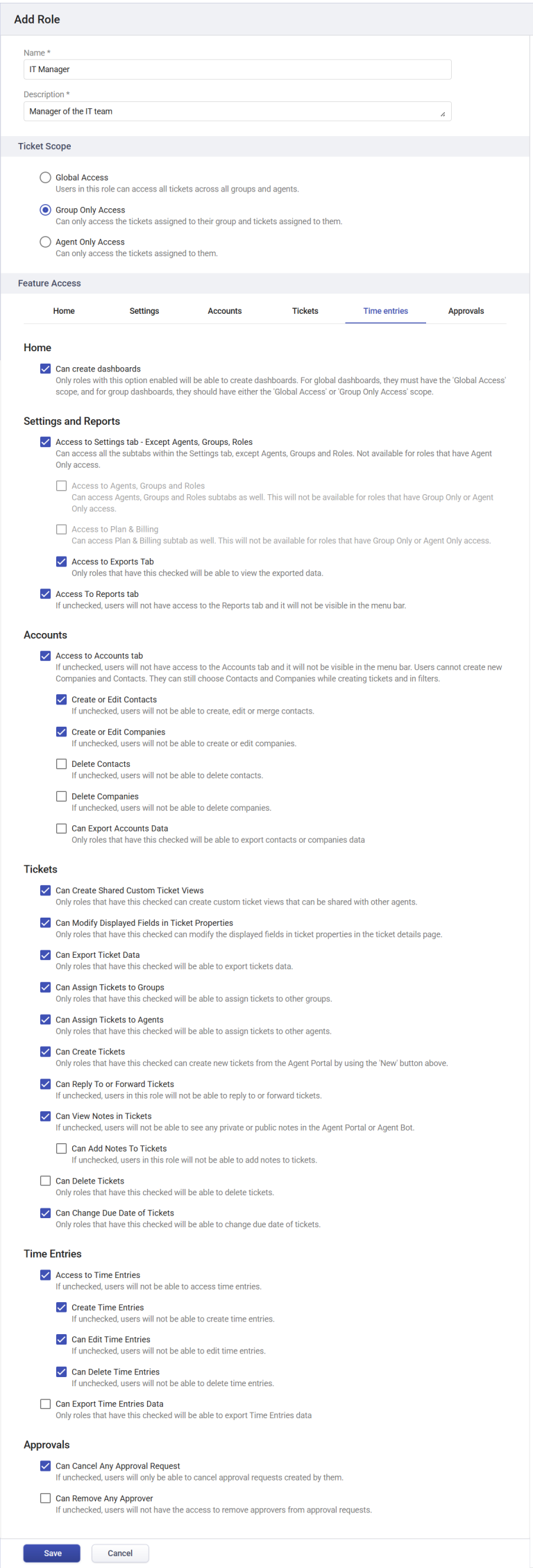 Setting up custom roles in Desk365