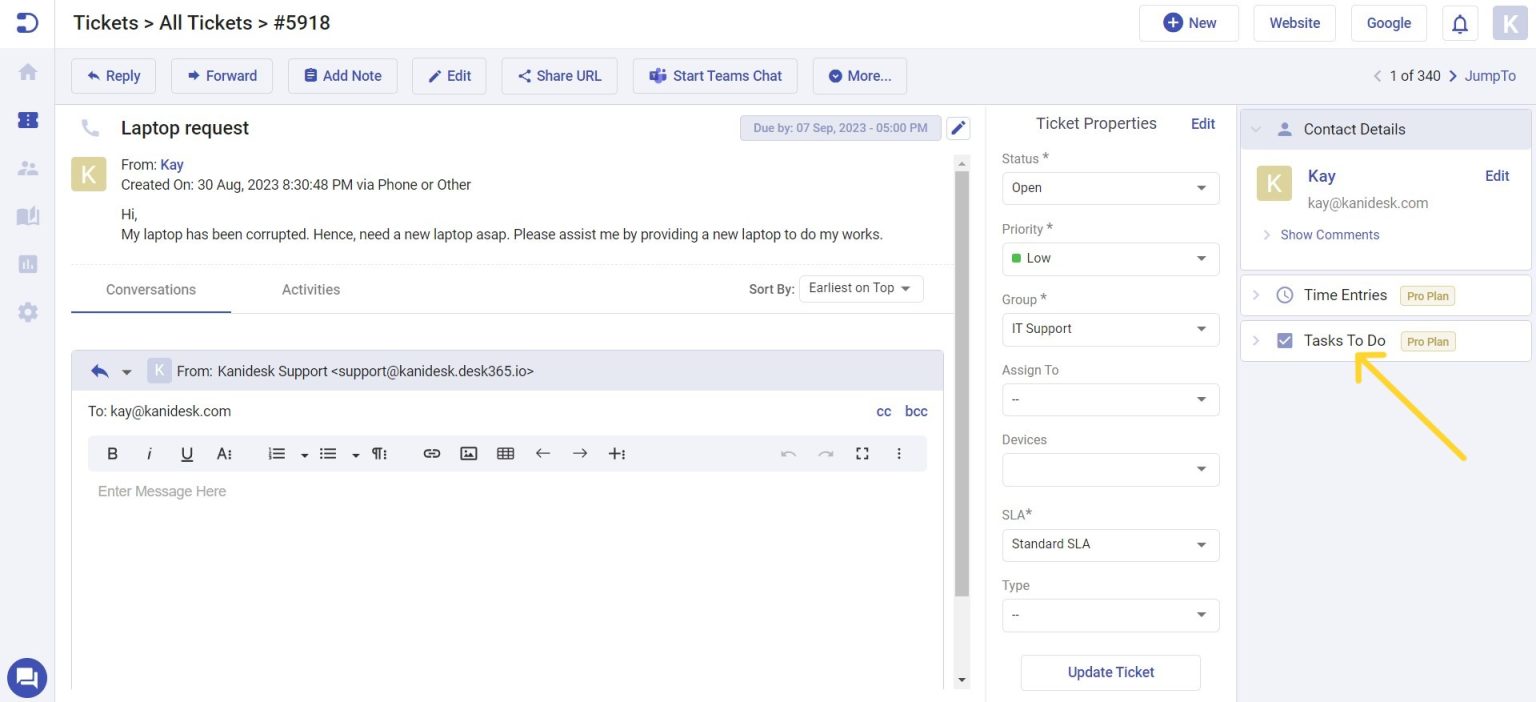 Maintain a record of ticket related tasks | Desk365