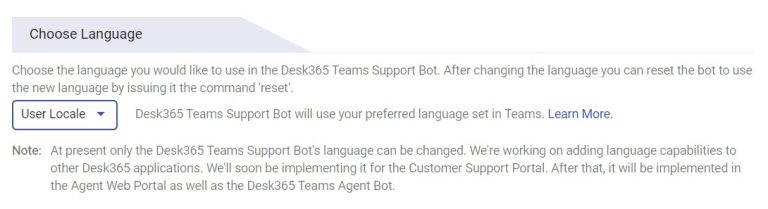How to change the language in the Desk365 Teams Support Bot | Desk365