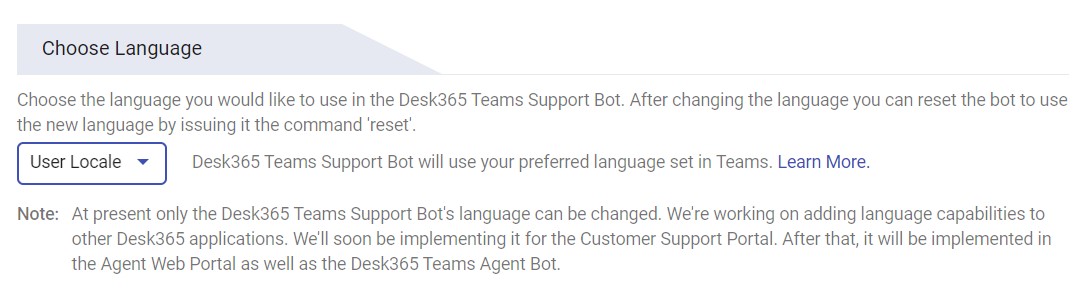 How to change the language in the Desk365 Teams Support Bot | Desk365