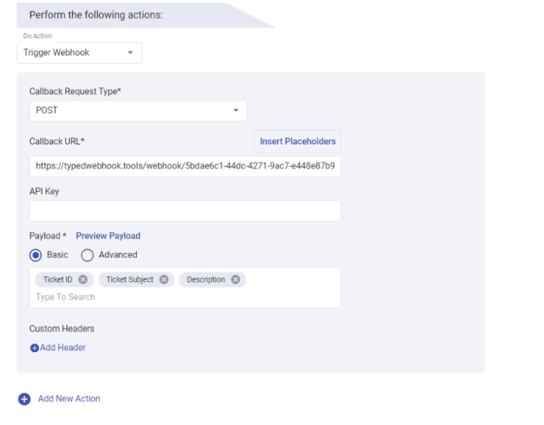 Sending Ticket Data to Third-Party Tools using Trigger Webhook option | Desk365