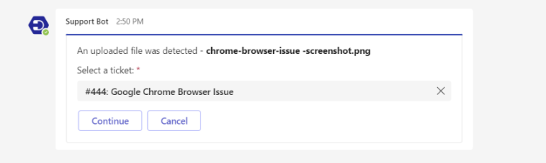 Adding Attachment to a ticket in Desk365 Teams Support Bot | Desk365