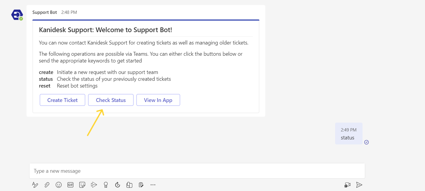 Checking Ticket Status in Support Bot | Desk365