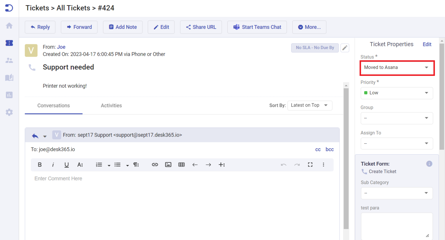 Integrate Asana with Desk365 | Desk365