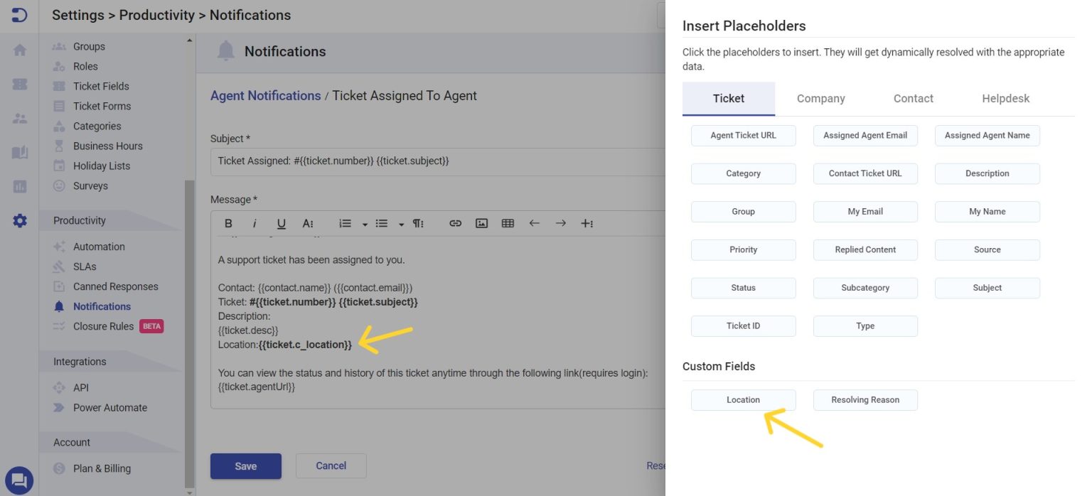 Understanding placeholders in Desk365 | Desk365