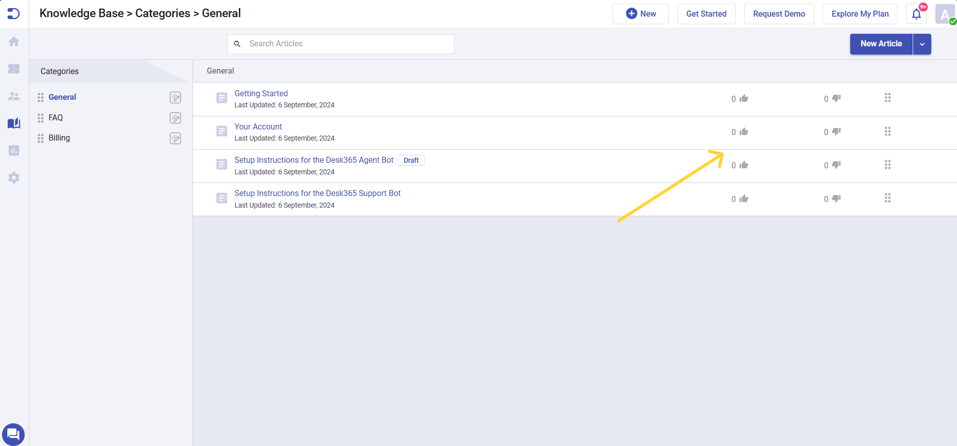Setting up knowledge base articles in Desk365 | Desk365