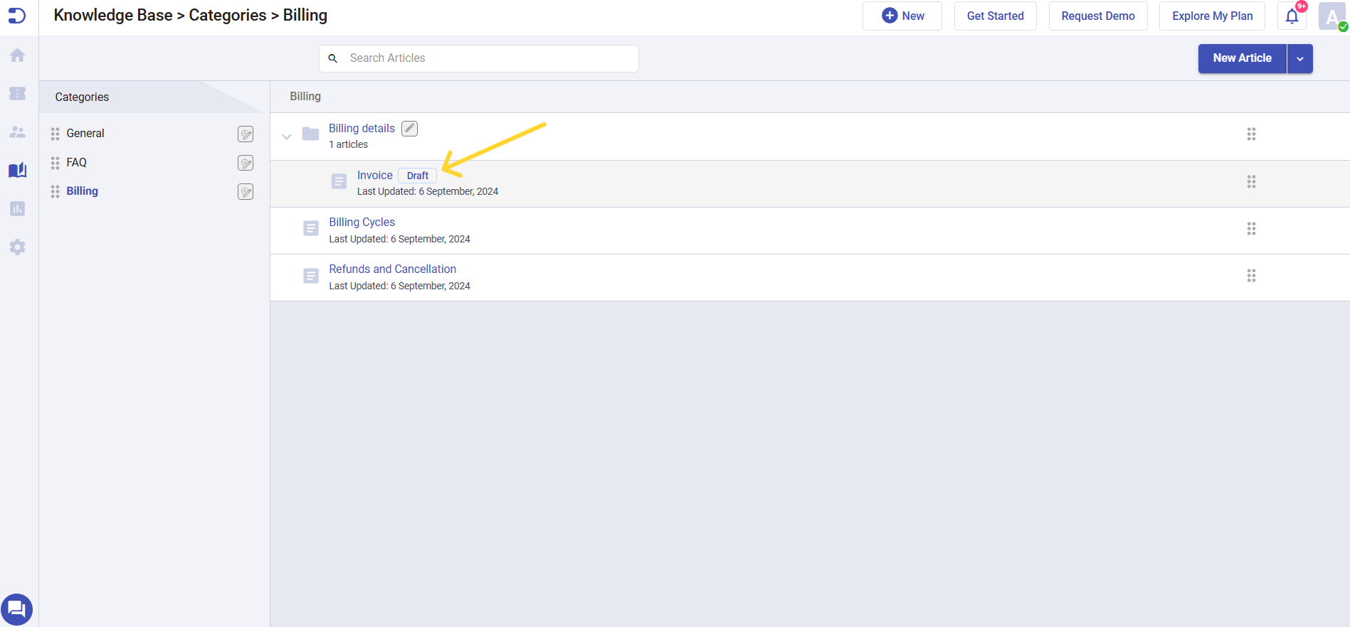 Setting up knowledge base articles in Desk365 | Desk365