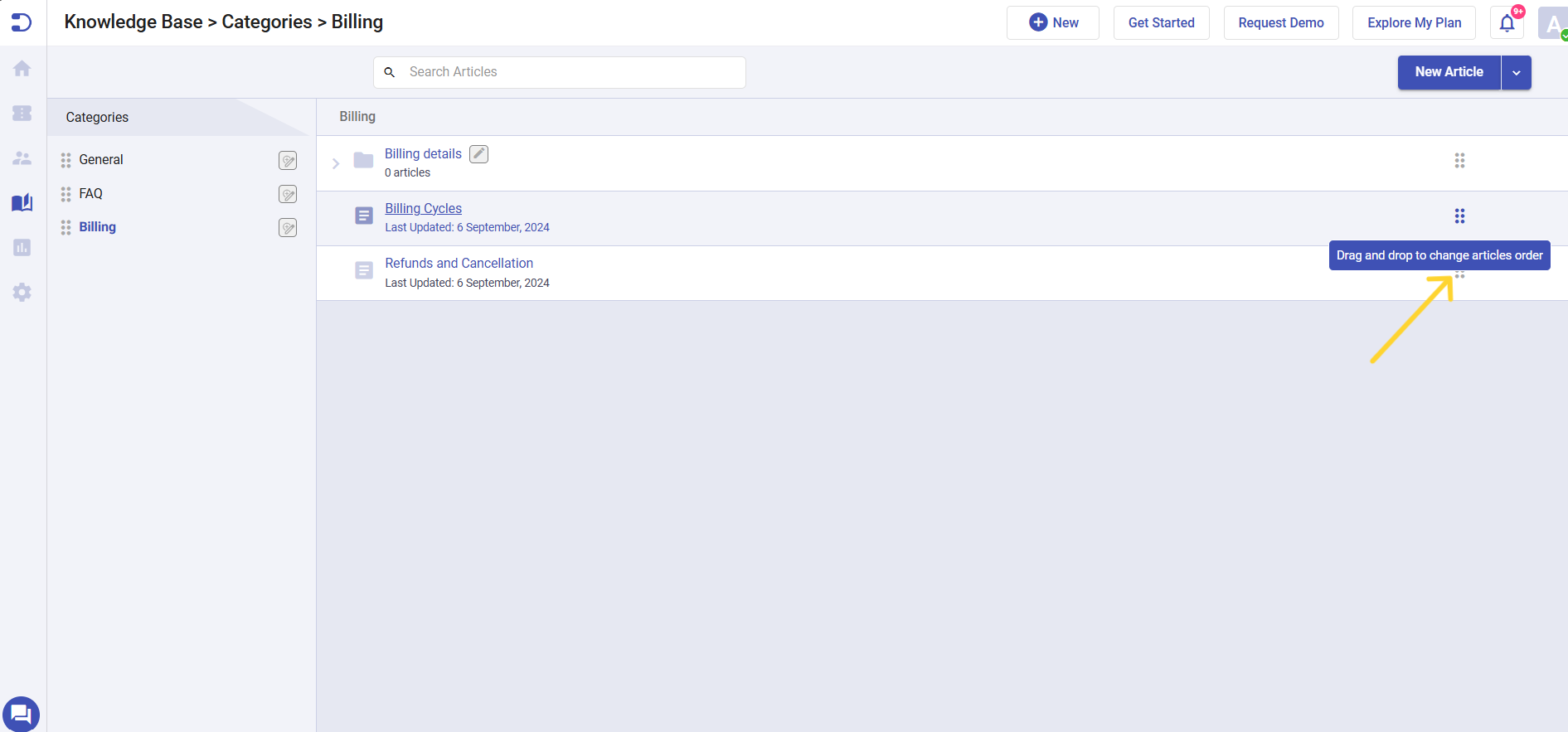 Setting up knowledge base articles in Desk365 | Desk365