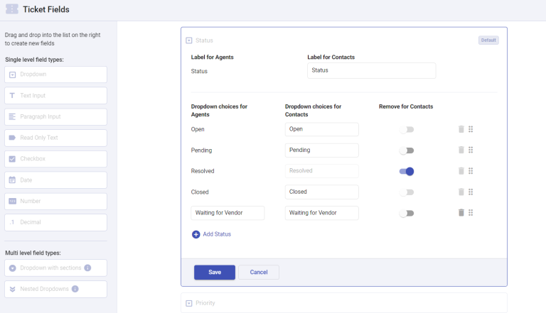 Customizing ticket statuses in your Desk365 Helpdesk | Desk365