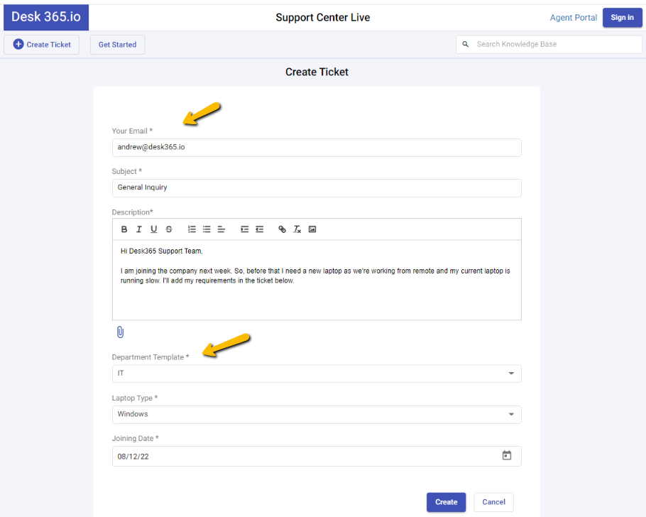 Using Dropdown with Sections field in your ticket form | Desk365