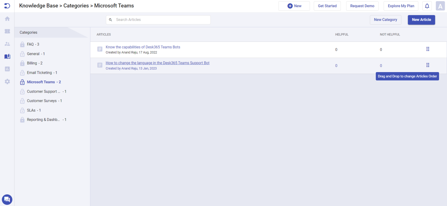 Setting up knowledge base articles in Desk365 | Desk365