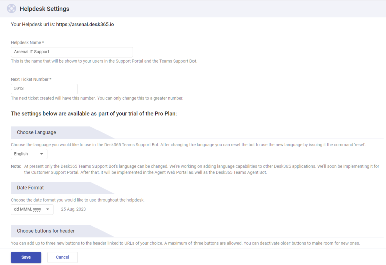 Configuring basic helpdesk settings in Desk365 | Desk365