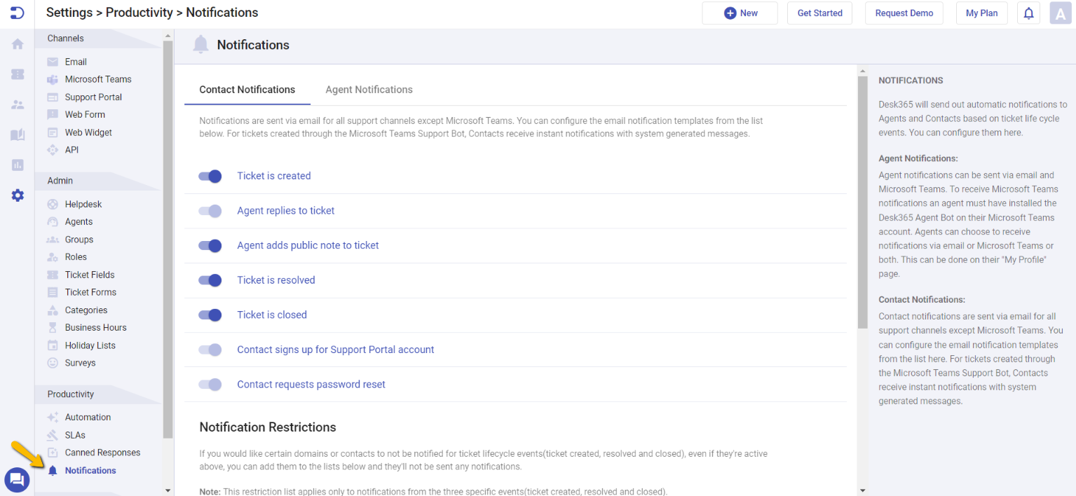 Configuring Agent Notifications in Desk365 | Desk365 Configuring Agent Notifications in Desk365 | Desk365