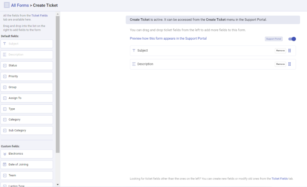Creating Custom Ticket Forms in Desk365