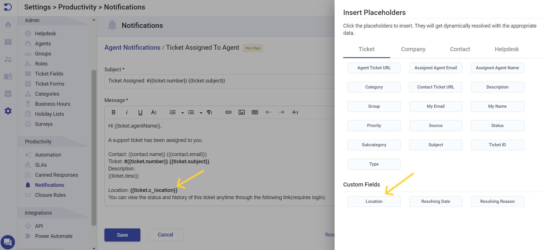 Understanding placeholders in Desk365 | Desk365