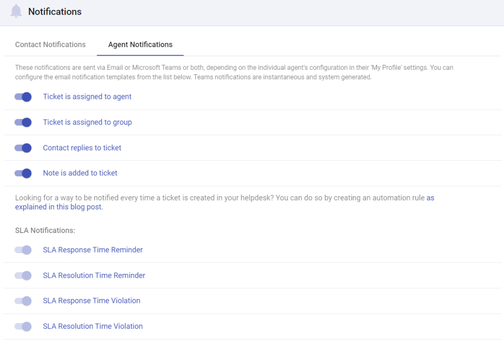 Configuring Agent Notifications in Desk365 | Desk365