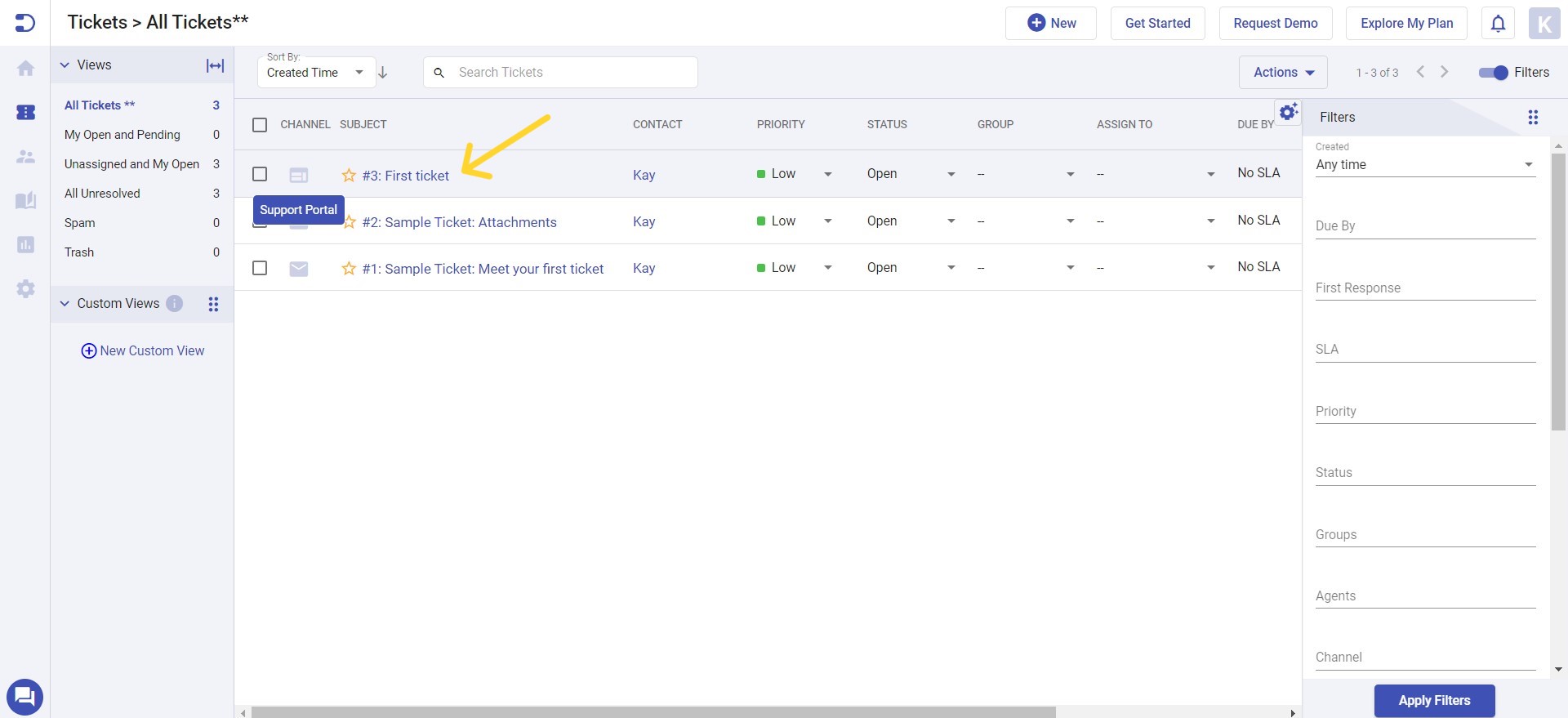 Create your first ticket with Desk365 | Desk365