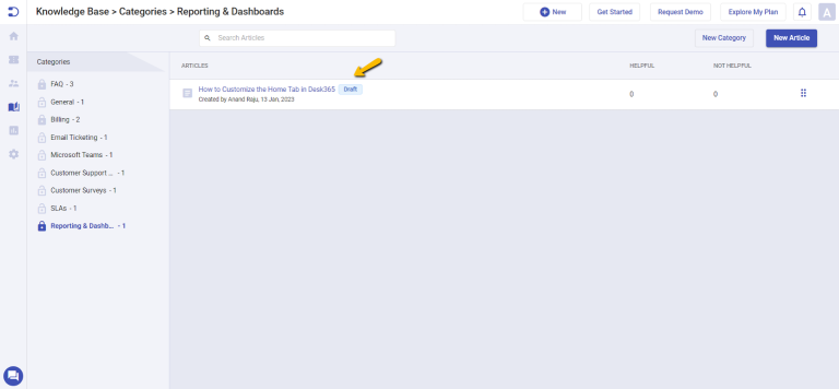 Setting up knowledge base articles in Desk365 | Desk365