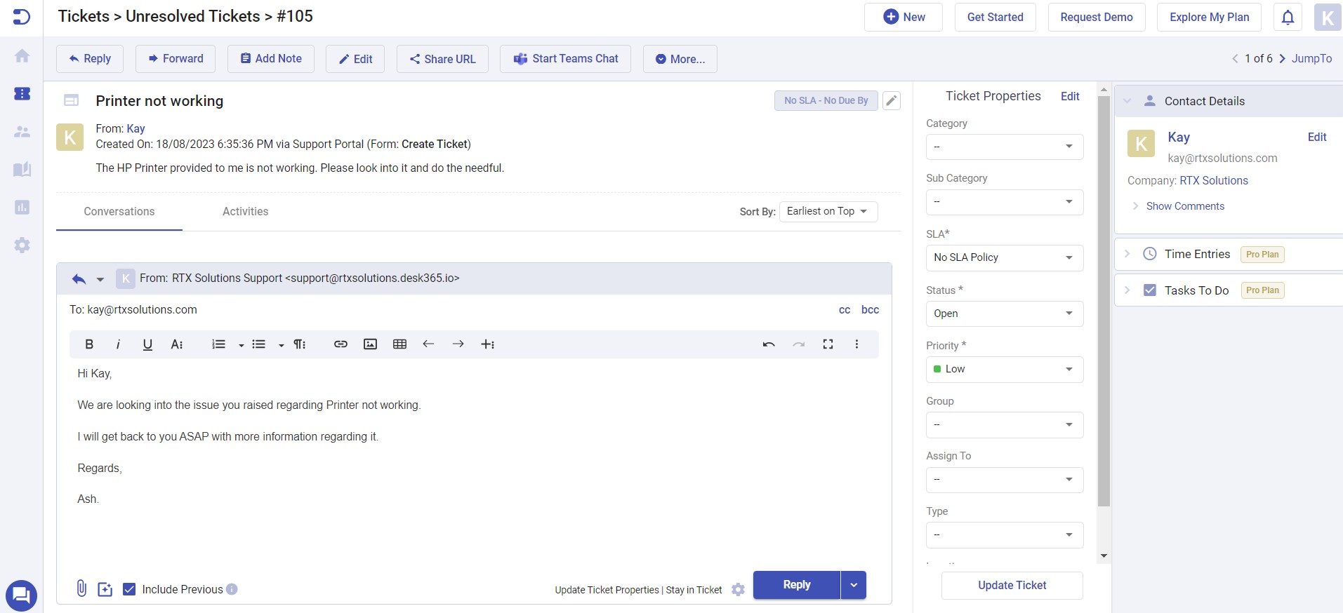 Mastering the reply window in Desk365 | Desk365