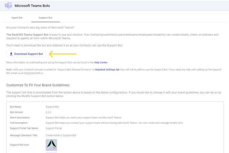 Desk365 Support Bot - Setup Guide