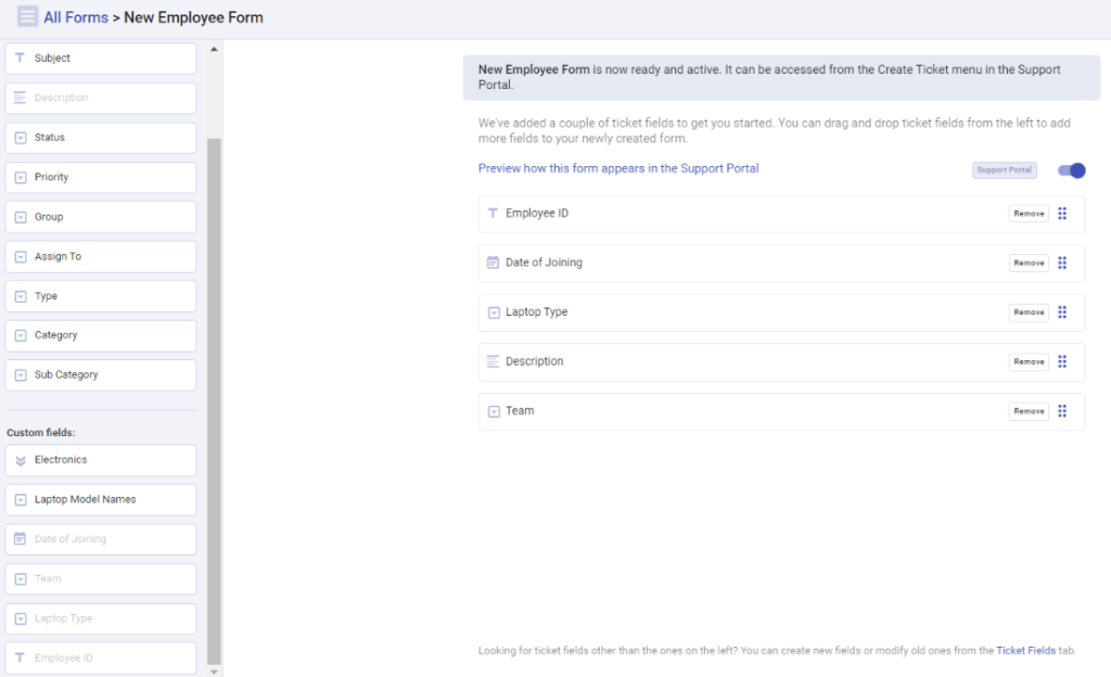 Creating Custom Ticket Forms in Desk365