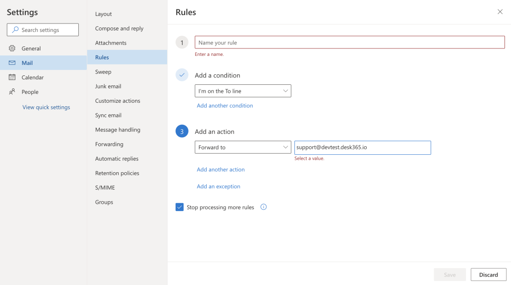 Setting Up Forwarding Rules in Office 365 | Desk365