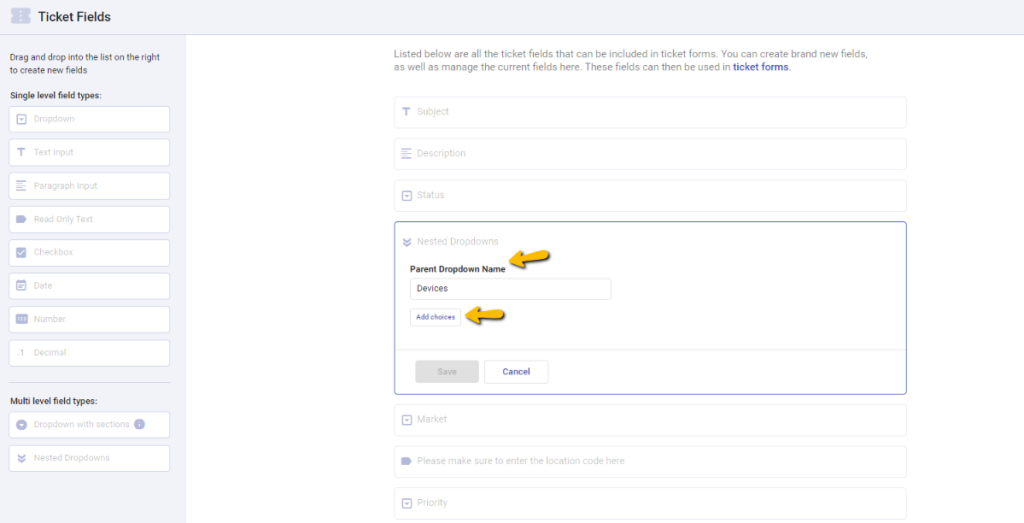 Using Nested Dropdowns in your ticket form | Desk365