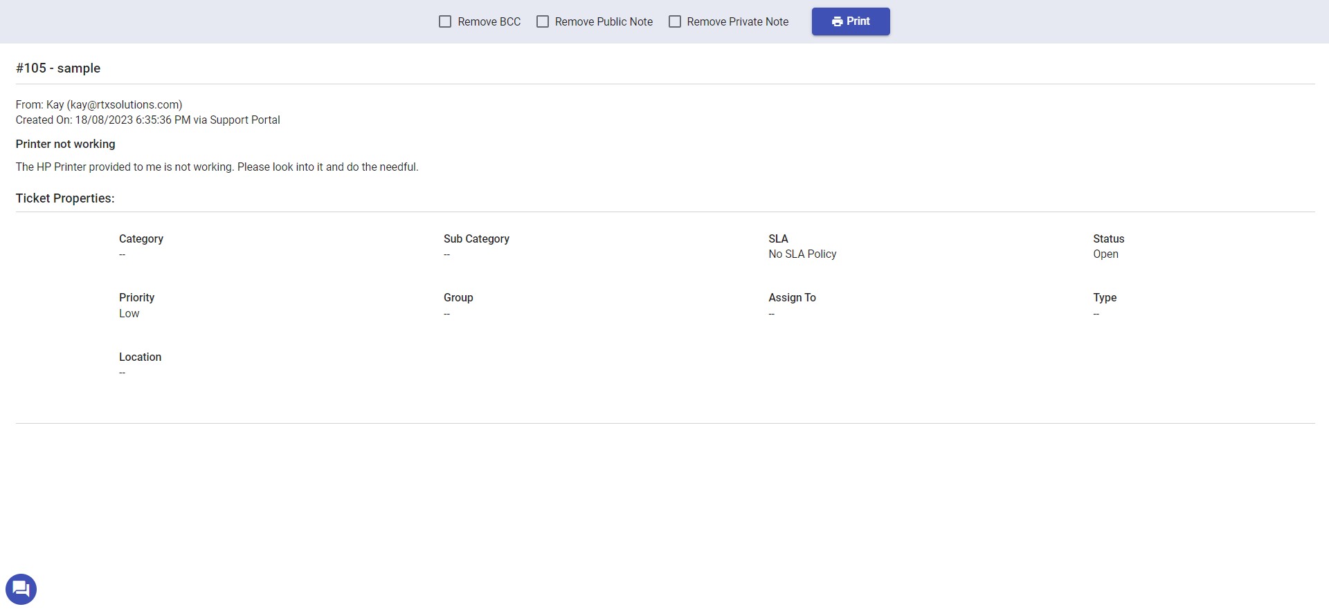 Essential functions and actions in Tickets Details Page | Desk365