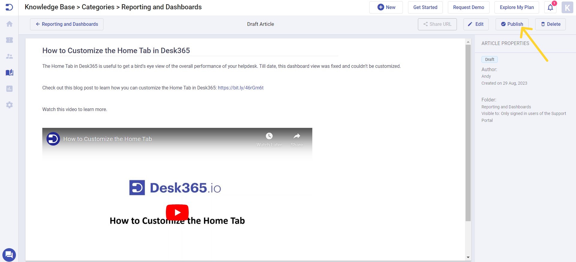 Setting up knowledge base articles in Desk365 | Desk365 Setting up knowledge base articles in Desk365 | Desk365