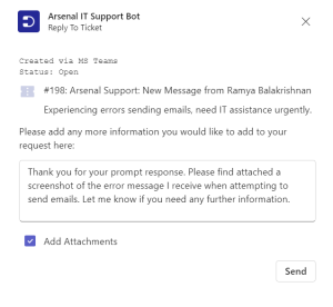 Support Bot commands in Teams | Desk365