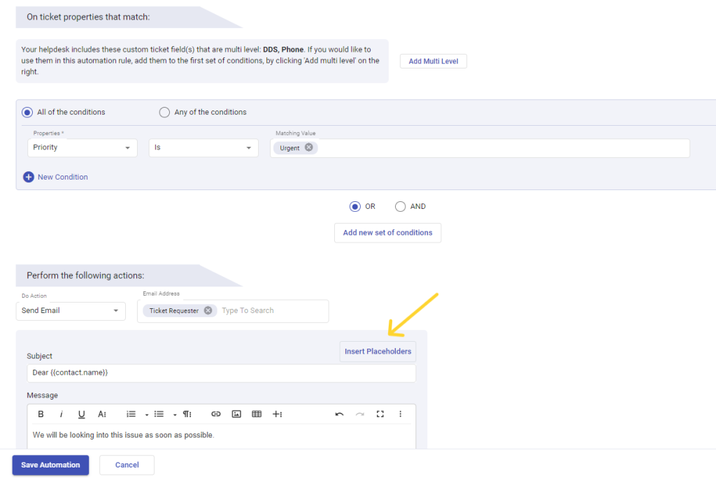 Understanding placeholders in Desk365 | Desk365