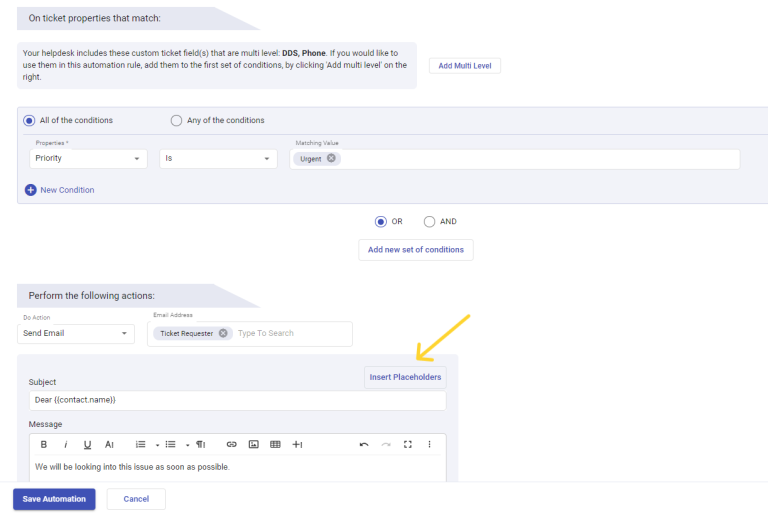 Understanding placeholders in Desk365 | Desk365