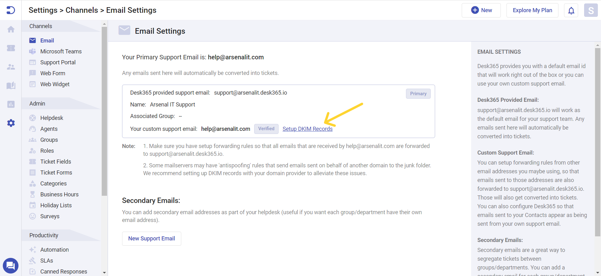 Email Domain Verification Using DKIM | Desk365