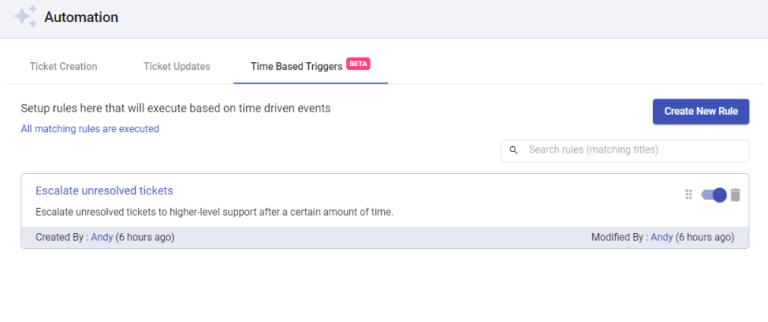 Configuring automation rules to run on Time Based Triggers | Desk365