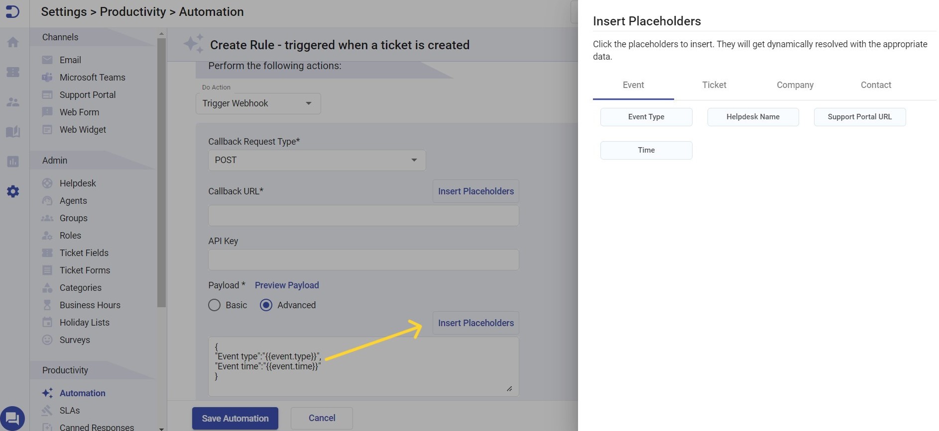 Understanding placeholders in Desk365 | Desk365