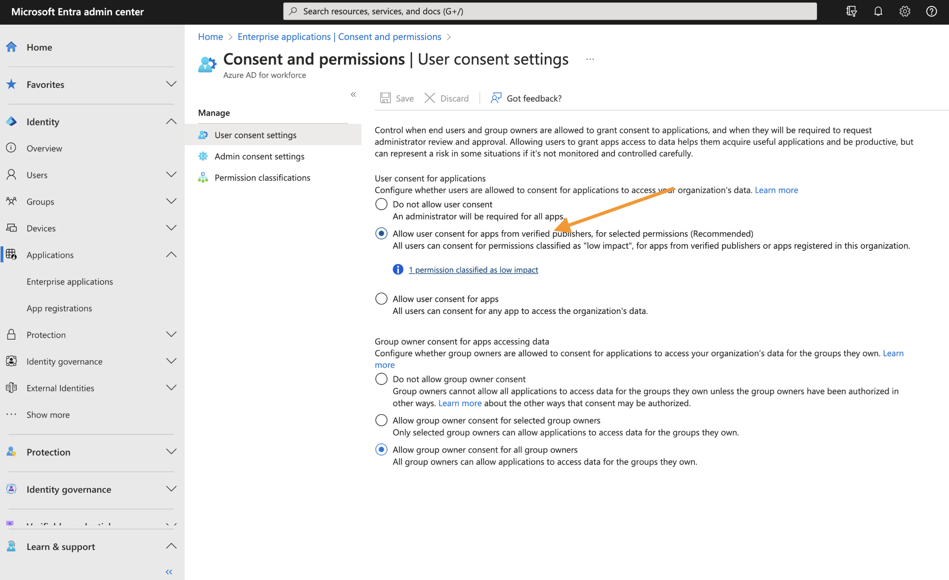 Configure User Consent for Applications in Microsoft Entra ID Admin Center