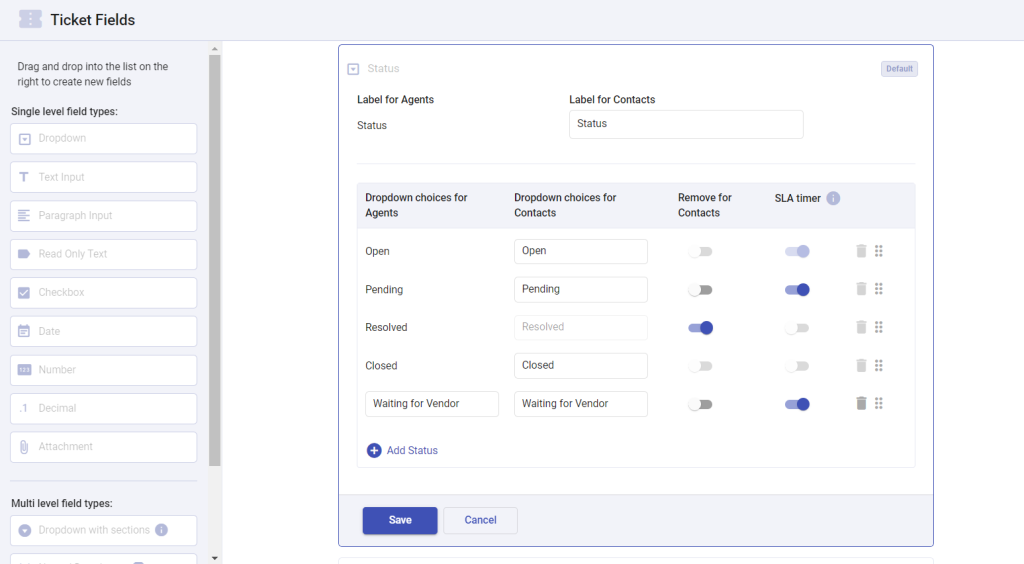 Customizing ticket statuses in your Desk365 Helpdesk | Desk365
