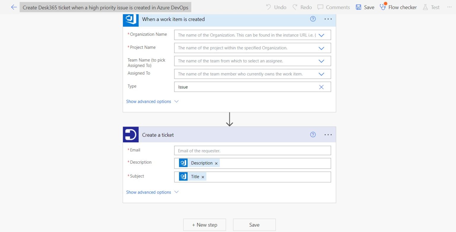 How to integrate Azure DevOps with Desk365 using Power Automate