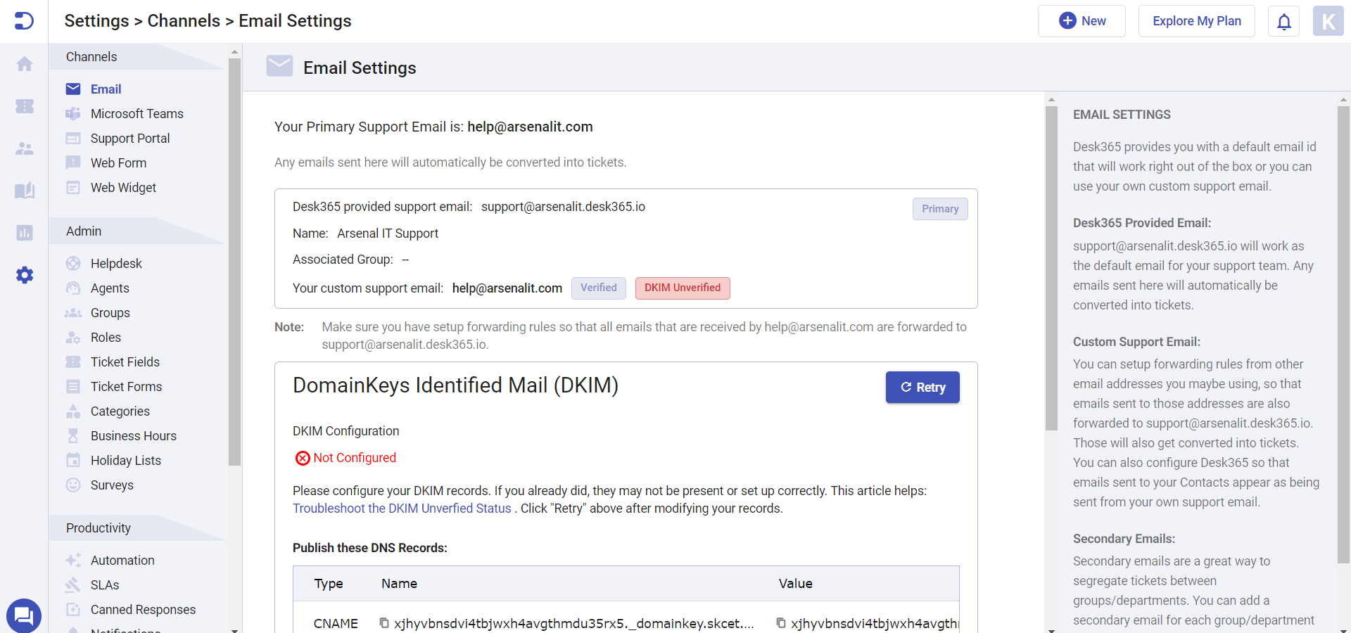 How to Troubleshoot the DKIM Unverified Status | Desk365 How to Troubleshoot the DKIM Unverified Status | Desk365