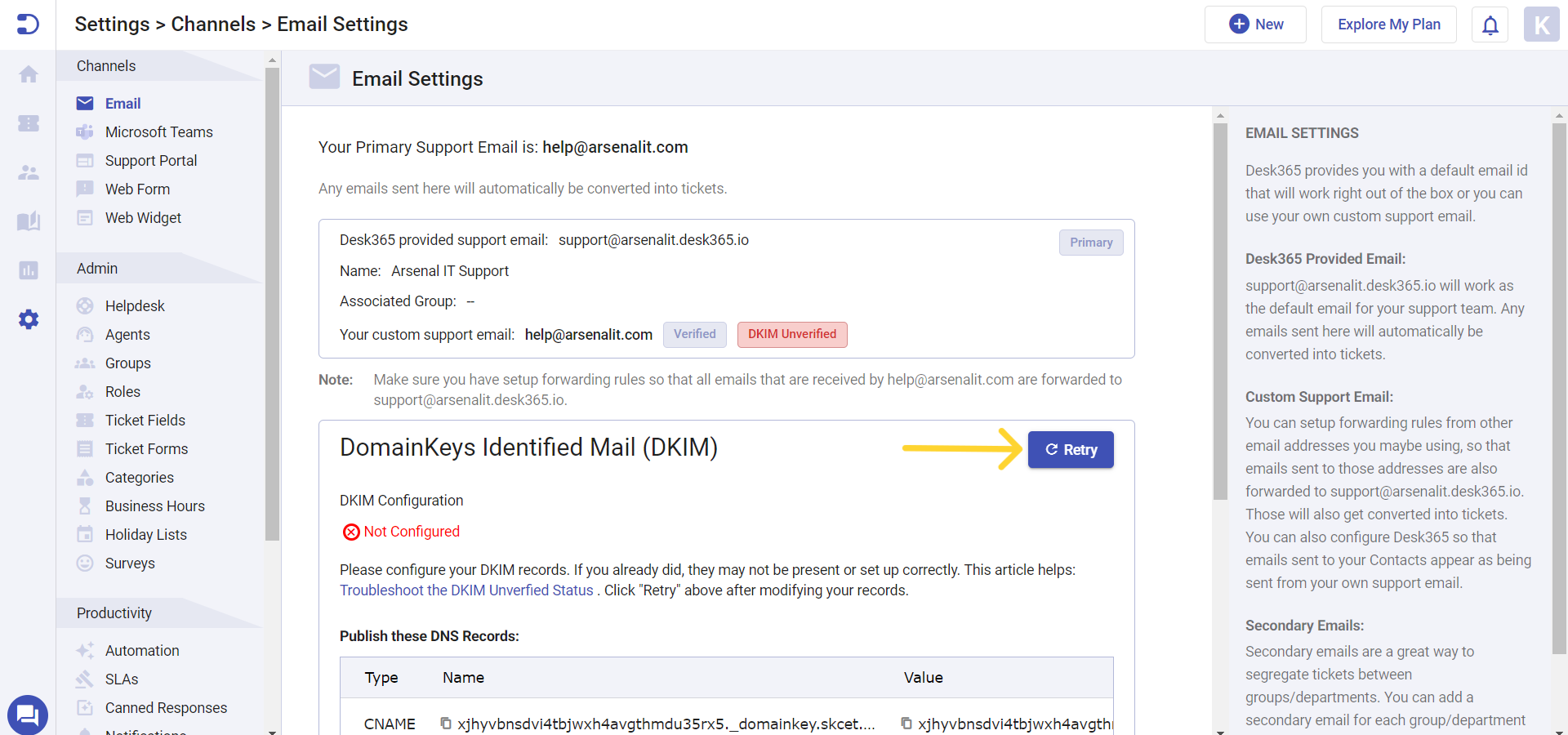 How to Troubleshoot the DKIM Unverified Status | Desk365