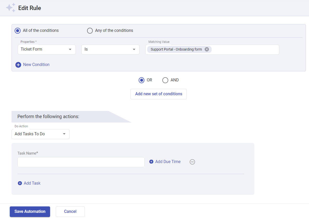 Adding Tasks to Do Automation to Tickets | Desk365