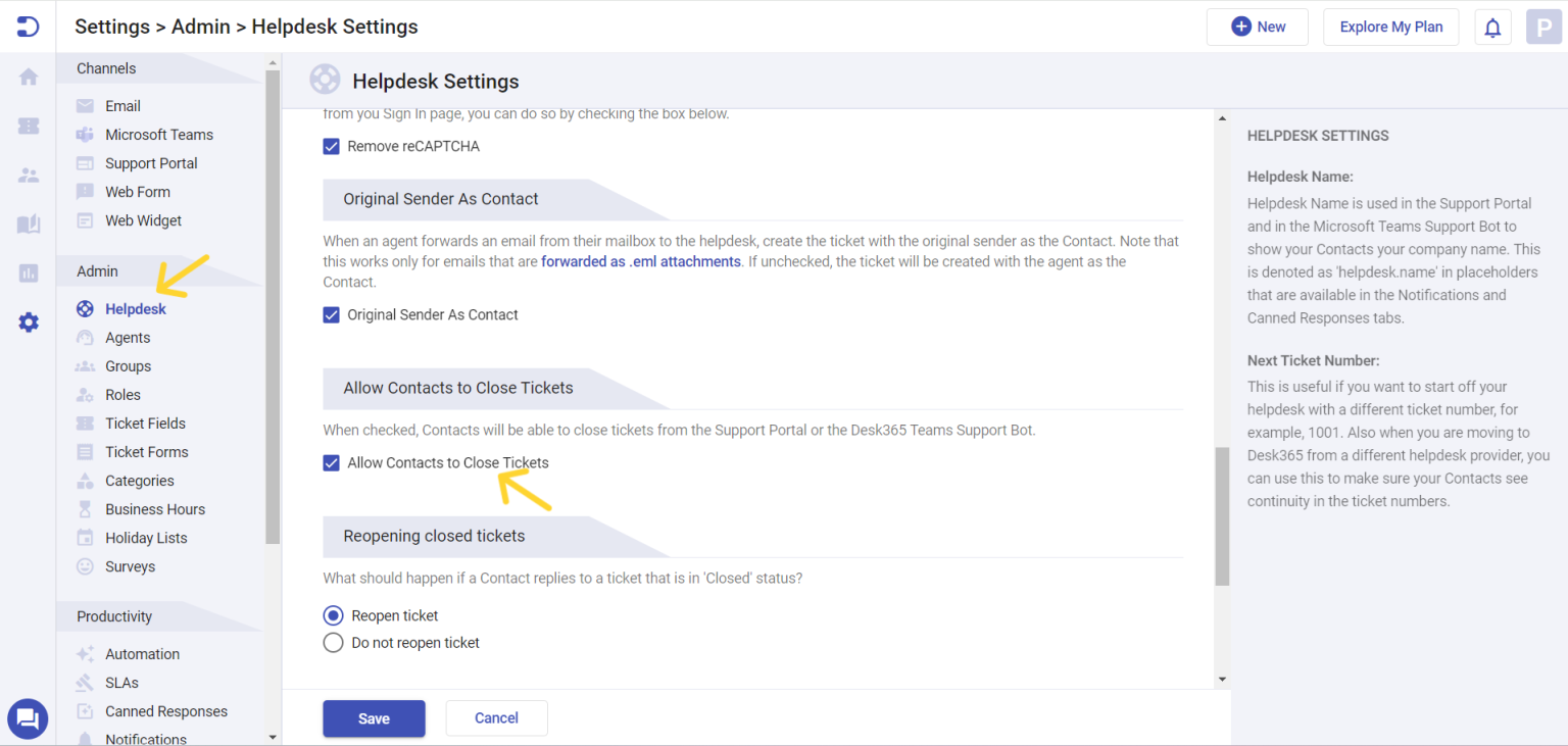 Closing a ticket from Support Bot - HelpDesk